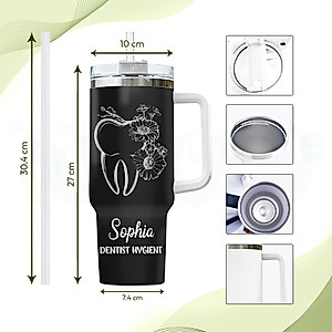 Hyturtle Personalized Dentist Tumbler - Dental Hygienist Gift For Women Men - Dentist Gifts - Dentist Appreciation Gifts - Gift for Birthday - Custom Name Tumbler 40oz Stainless Steel Coffee Cup