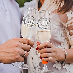 Tom Boy 10th Anniversary Champagne Flutes, Wedding Gifts Anniversary for Couple, 10th Wedding Anniversary Champagne Flutes Glasses Set of 2, Couple gifts, 10th Anniversary for Couple Gift