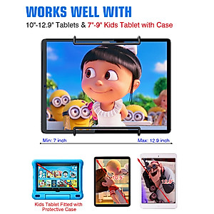 WONNIE Upgrade Tablet Holder for Car, Car Headrest Mount Holder for Back Seat, Car Tablet Mount for Kids with Silicone Strap & Anti-Slip Holding Clamps, Fits All 10-12.9" Tablets