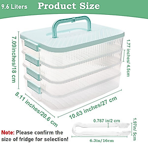 Food Storage Containers, Deli Meat Container for Fridge with Tong Cookie Containers with Lids Airtight Dumplings Freezer Containers for Deli Meat, Seafood, Dumplings, Cheese and Cookies (4 layer)