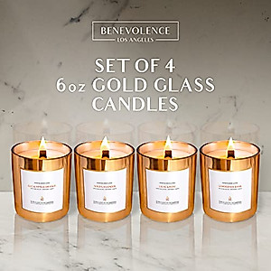 Pack of 4 Scented Candles Gift Set, Eucalyptus&Orange, Wild Lavender, Lemongrass&Basil, Lilac&Rose Wood Wick Candles for Home Scented, 6oz Soy Candles Gifts for Women, 35 Hour Burn Aromatherapy Candle