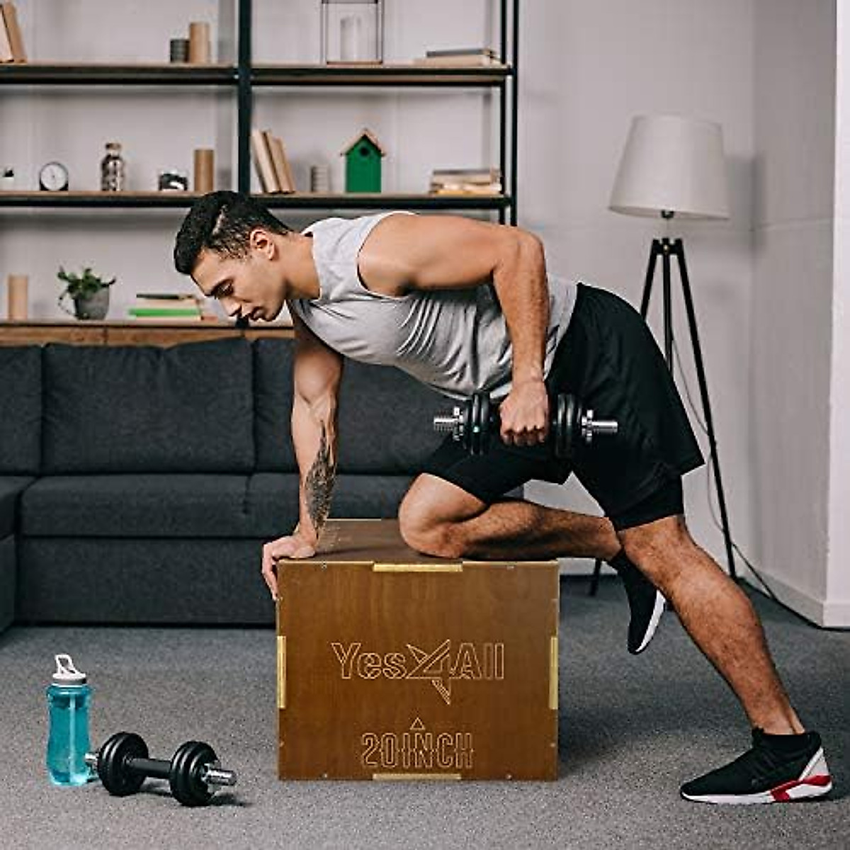 Yes4All 3 in 1 Wooden Plyo Box, Plyometric Box for Home Gym and Outdoor Workouts - Espresso - 16 x 14 x 12