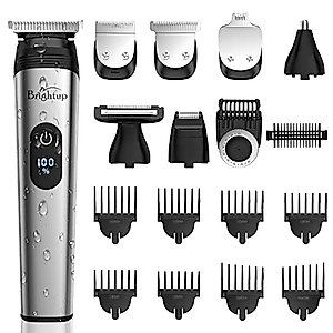 Brightup Beard Trimmer for Men - 22 Piece Beard Grooming Kit with Hair Trimmer, Hair Clippers, Electric Razor - IPX7 Waterproof Shavers for Mustache, Face, Nose, Ear, Body - Ideal Mens Gifts, YH-7282