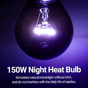 REPTIZOO 2PCS Reptile Heat Lamp, 150W Night Heat Lamp Moonlight Bulb Purple Infrared Heating Lamp Simulate Natural Moonlight Night Heat Bulb for Reptile Amphibian