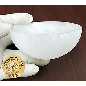 Selenite Bowl 3.5 to 4", Great for Altar use, Ritual use, Incense Burner, smudging Bowl, Decoration Bowl, offering Bowl - New Age Imports, Inc. (Selenite Bowl (White))