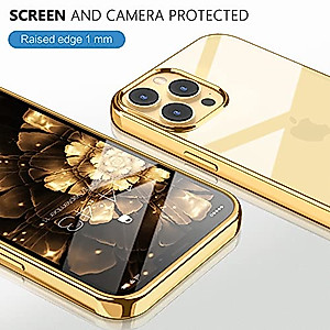 MILPROX Compatible for iPhone 14 Pro Max Clear Case (2022), Crystal Transparent Cover Shockproof Protective Bumper Shell with Electroplated Mirror Edge for iPhone 14 Pro Max 6.7" 2022 - Gold