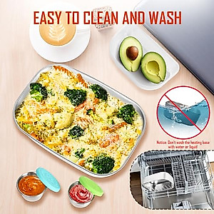 Grotreco Electric Lunch Box, Heated Lunch Box for Adults, 80W Lunch Warmer Portable for Work Car Truck, 1.5L Self Heating Lunch Box with Fork Spoon, Carry Bag