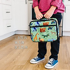 Wildkin Kids Insulated Lunch Box Bag for Boys & Girls, Reusable Kids Lunch Box is Perfect for Early Elementary Daycare School Travel, Ideal for Hot or Cold Snacks & Bento Boxes (Wild Animals)