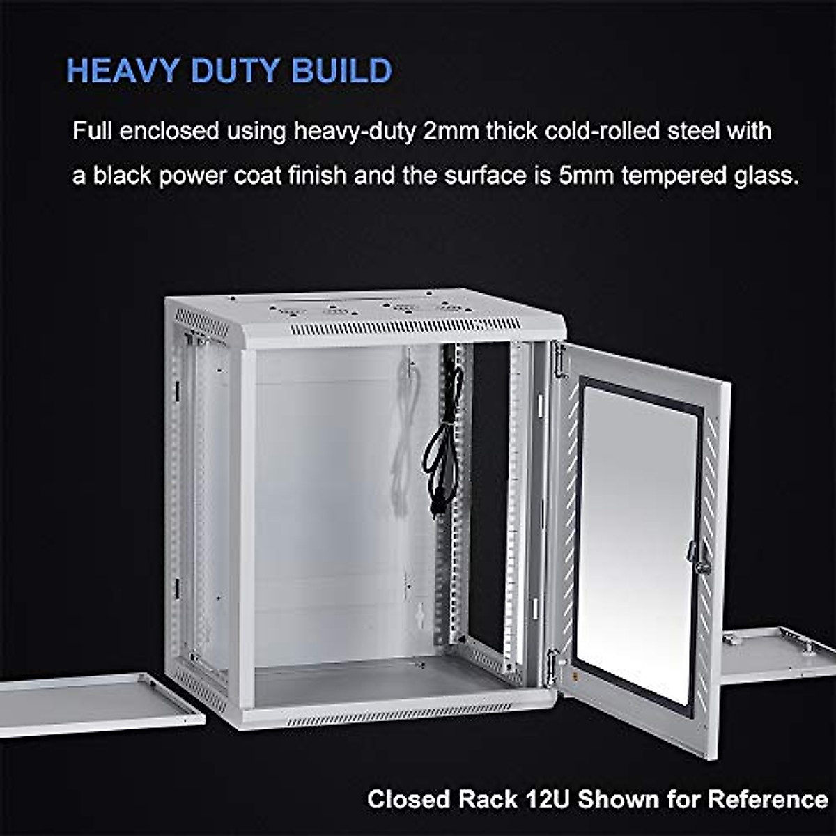 Kenuco Wall Mount Rack Server Cabinet Data Network Enclosure 19-Inch Server Network Rack with Locking Glass Door 16-Inches Deep (OFF-WHITE 12U)