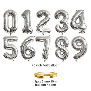 ESHILP 40 Inch Number Balloon Foil Balloon Number 36 Jumbo Giant Balloon Number 36 Balloon for 36th Birthday Party Decoration Wedding Anniversary Graduation Celebration, Silver 36 Number Balloon