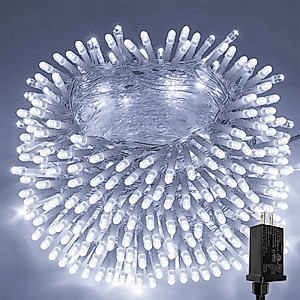 SANJICHAWhite Extra-Long 66FT String Lights Outdoor/Indoor, 200 LED Upgraded Super Bright Christmas Lights, Waterproof 8 Modes Fairy Lights for Garden Patio Party Wedding (Cool White)