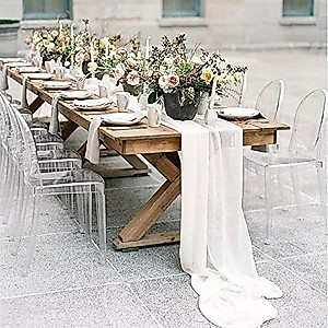 White Chiffon Table Runner for Wedding - White Table Runner, Sheer Party Decor, Rustic Runners for Bridal Baby Shower Decorations 10ft - puphutu