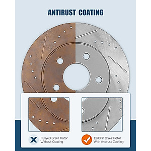 ECCPP 5-Lugs Vented-Silver Brake Rotors Ceramic Brake Pads - For Infiniti FX35 FX37 FX45 JX35 M35h M37 M56 Q50 Q60 Q70 Q70L QX60 QX70, for Nissan Murano Pathfinder Quest