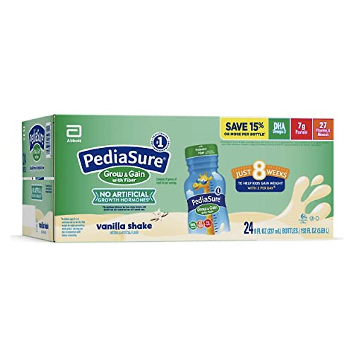 Pediasure 1.5 Cal Complete Balanced Nutrition, Vanilla with Fiber - 8 Ounce, 1 case of 24