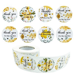 Bee Thank You Stickers, 500 Pieces Bumble Bee Stickers Birthday Party Stickers Baby Shower Favors for Jars Bottle Round Bee Honey Sticker Baby Bee Theme Party Thanks Labels Decorations