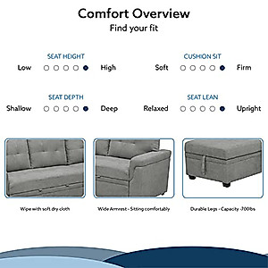Reversible Sectional Sleeper Sofa with Pull Out Bed, Sleeper Sectional Sofa Bed Couch with Storage Chaise, Pull Out Couch Bed Sleeper Sofa Cama, L-Shape Full Size Pull Out Sofa - Gray / Air Leather