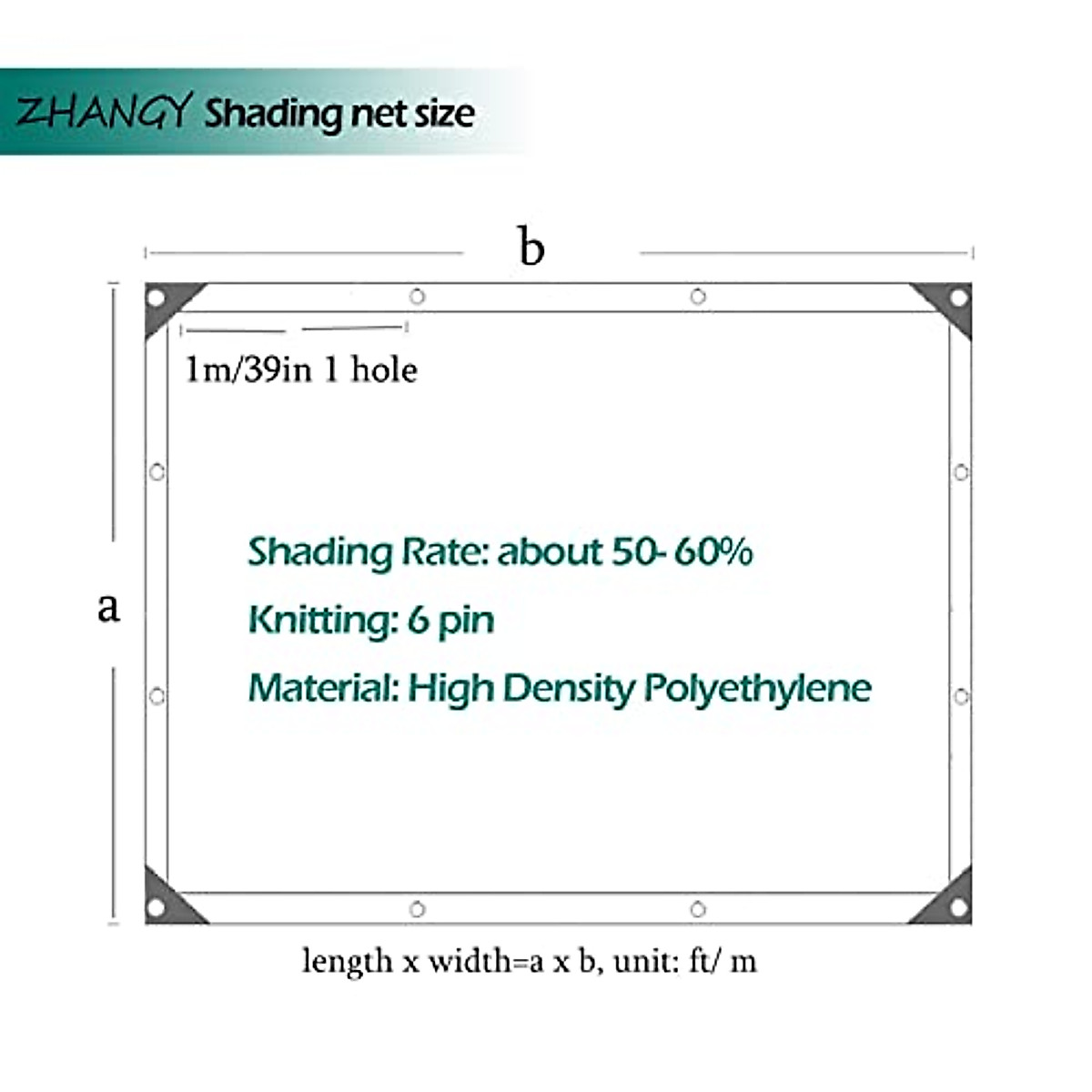 ZHANGY Shade Net Shade Cloth Shade Mesh 20x30ft, Blue Sunblock for Greenhouse Sunshade Cloth with Grommets UV Block Shade Tarp Tear-Resistant, for Outdoor Garden Plants Backyard Car Cover