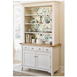 HAOKHOME Peel and Stick Wallpaper Boho Green/White Eucalyptus Leaf Floral Wall Mural Home Nursery Decor Renter Friendly Wallpaper 17.7in x 78.7in