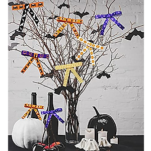 3/8" Halloween Ribbon for Gift Wrapping (10rolls, 50yds), Orange Ribbons for Crafts Wreaths with Spider Web Pumpkin Bat, Ribbon for Hair Bows Halloween Party Home Decor