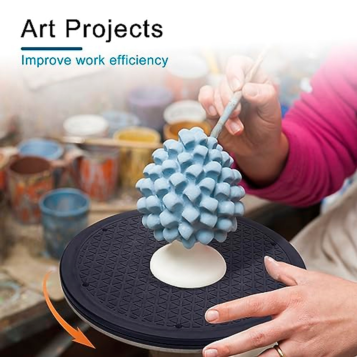 2 Pcs (12 Inch) Lazy Susan Turntable Organizer, Eichzer Premium Heavy Duty Rotating Swivel Stand with Steel Ball Bearings for Model/Rotating Plants/Crafts Stand/TV/Monitor/Laptop (360˚ Rotation)