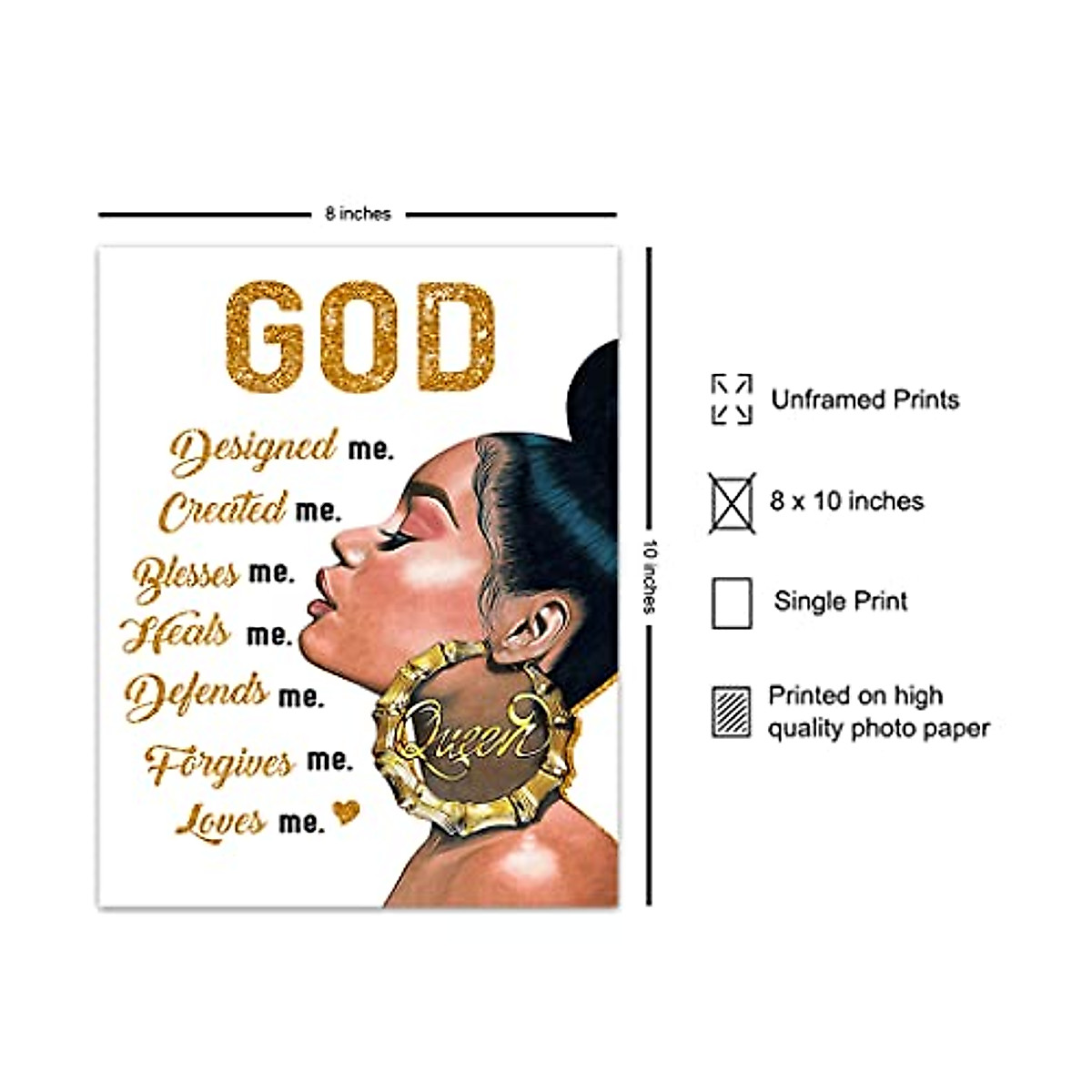 African American Art - Black Art - spiritual Religious Wall Decor - Black women - Inspiration Christian Gifts for Women, African Americans Black Girl - Christian Wall Decor- Faith God Wall Art & Decor