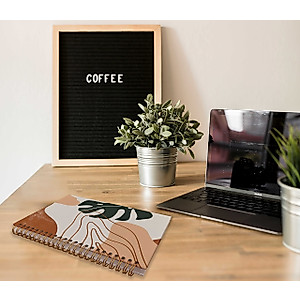 NEGIGA Boho Abstract Random Shapes Botanical Leaf Lined Spiral Journal Notebook 8.3×5.5 Inches Hardcover College Ruled Notebook Journal for Work Note Taking Journaling,Boho Gifts for Women Girls