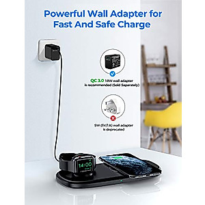 GINRGERS Wireless Charger,2 in 1 Charging Dock with iWatch Stand,iPhone Charger Compatible iphone13/12/11/X/XS Pro Max/ 8, 7/6/SE/5/4/3/2, Galaxy S21/S20/S10/S9/S8, Google, etc, Black