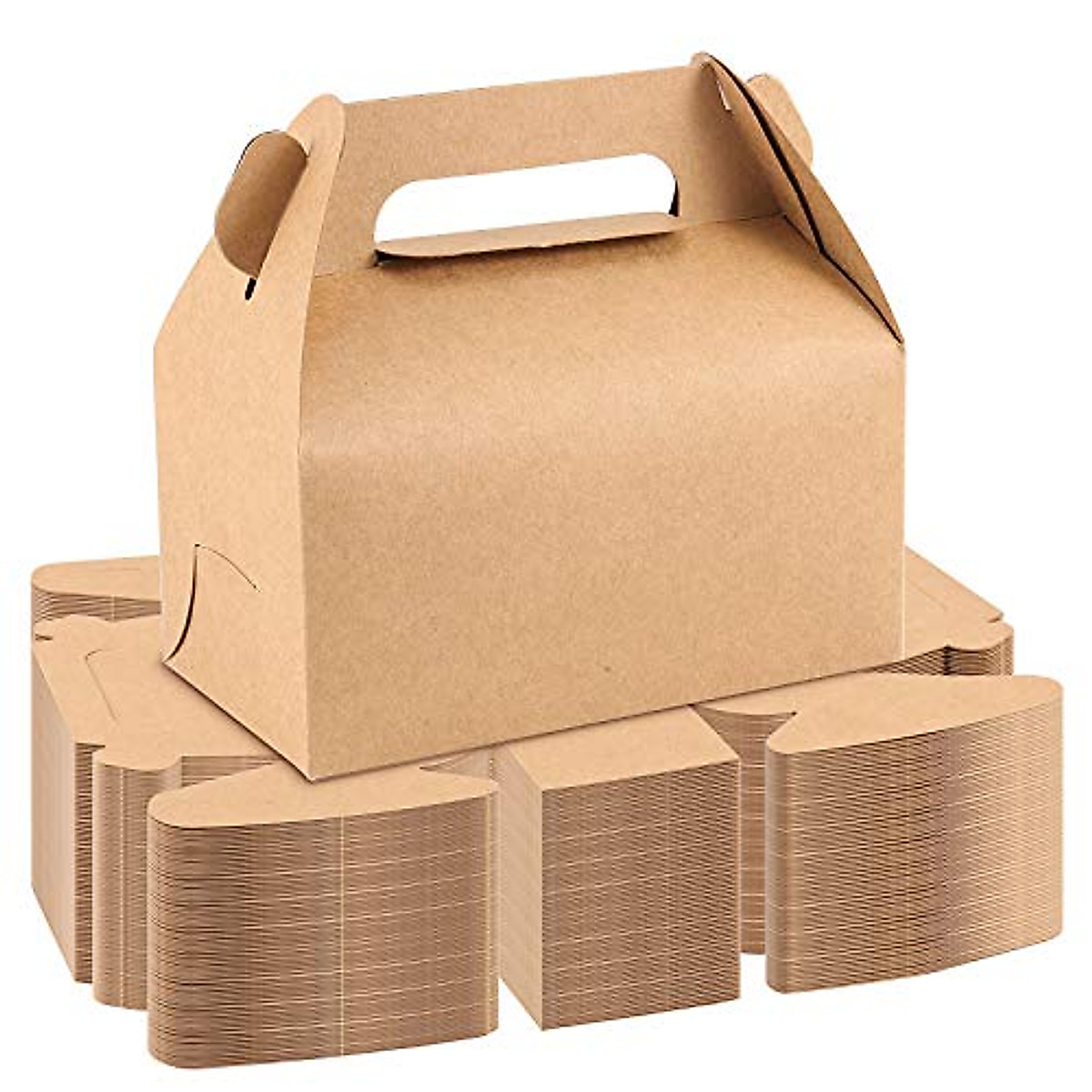 HAKZEON 120PCS 6.4 x 3.5 x 3.2 Inches Kraft Gable Treat Boxes, Reusable Brown Gable Boxes, Sturdy Candy Treat Box Party Favors Boxes for Baby Showers, Wedding Birthday Party Favors and Other Events