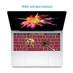 iBenzer Macaron Series Silicone Keyboard Cover for MacBook Pro 13’’ or 15’’ with Touch Bar (2018 2017 2016 Model: A1706 A1707 A1989 A1990), Wine Red, MKC05WR