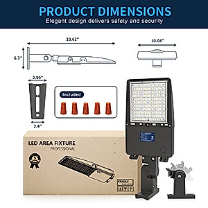 AKK 200W LED Parking Lot Lighting with Adjustable Arm Mount, 28000LM (140LM/W) LED Parking Lot Lights, 5000K Street Light Dusk to Dawn Photocell, Waterproof LED Shoebox Light for Roadway, ETL Listed