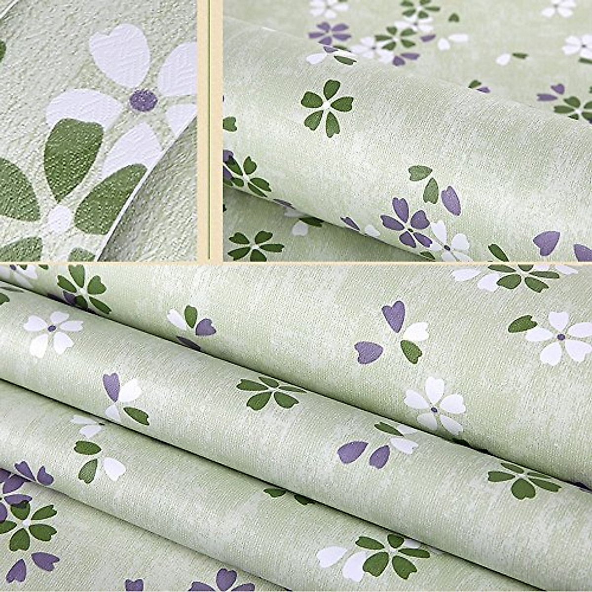 HOYOYO 17.8 x 78 Inches Self-Adhesive Shelf Liner, Self Adhesive Dresser Drawer Paper Wall Sticker Home Decoration, Green Flowers