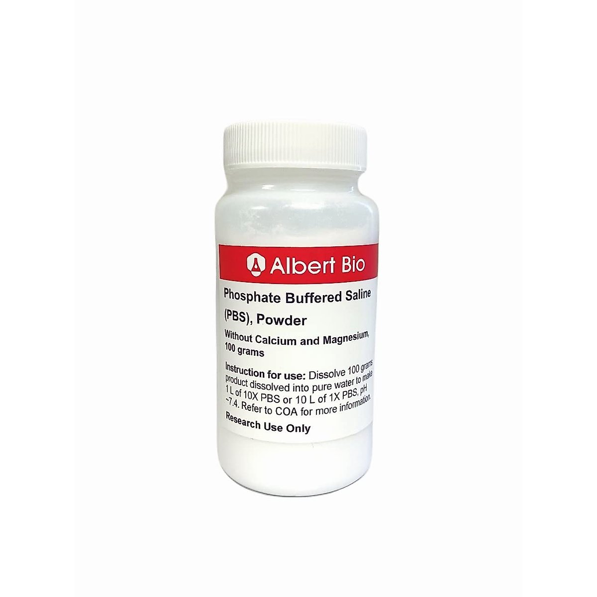 Phosphate Buffered Saline (PBS), 100 g. for Convenient Preparation of 10 L of 1X PBS Buffer at pH 7.4 (±0.1). Ready to be dissolved. Low endotoxin and Negative for mycoplasma. Made in USA.