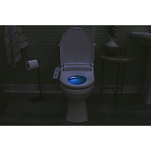 Omigo GS Essential Elongated Bidet Toilet Seat Customized Wash, Adjustable Water Settings, Heated Seat with LED Night Light and Sidearm Control (Round)