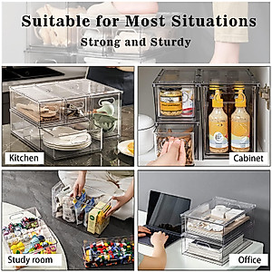 MANO 2Pack Clear Fridge Drawers Pull Out Stackable Refrigerator Drawer Organizer Bins Pantry Storage Box Plastic Food Containers for Kitchen Bathroom Office Closet (X-Large)