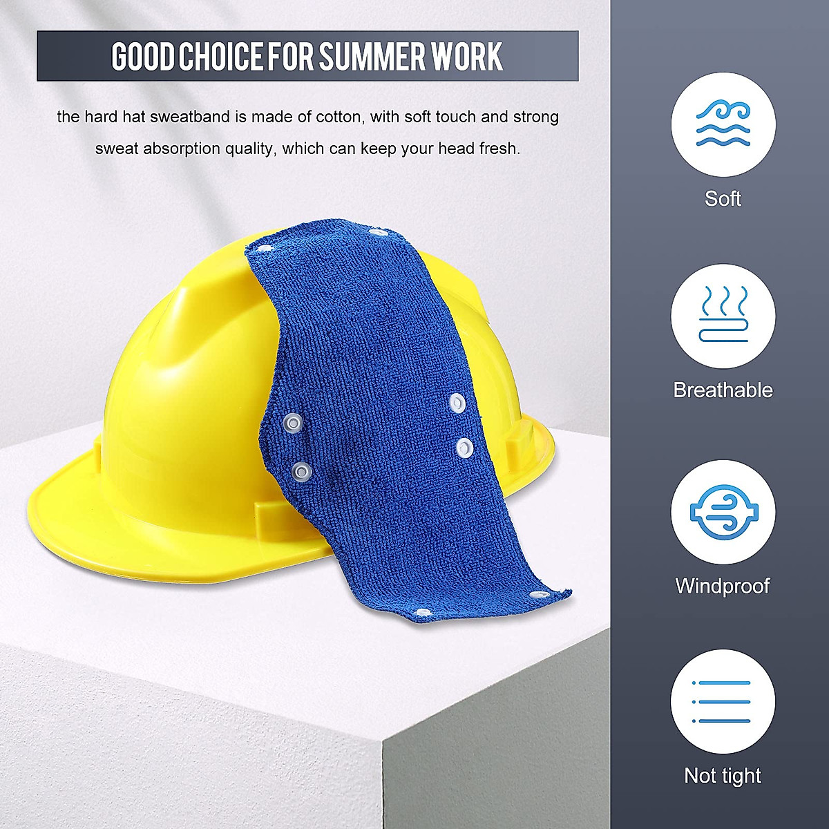 Funtery 12 Pieces Hard Hat Sweatband Washable Reusable Welding Helmet Sweatband 3 Colors Hard Hat Liner Helmet Accessories for Welding Safety (Dark Blue, Light Blue, Gray)