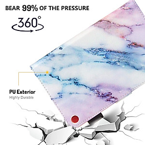 Dteck Case Cover for Kindle Fire 7 Tablet (7" Display, 9th/7th/5th Generation, 2019/2017/2015 Release) - Auto Sleep Wake Case Synthetic Leather Wallet Protector Fold Stand Kindle Cover (White Marble)