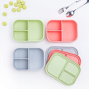 AirTaxiing Silicone Bento Box Lunch Box Microwave Freezer and Dishwasher Safe Food Container with Compartments BPA-Free Leak-Proof Drop-Proof Bento Box (Gray)