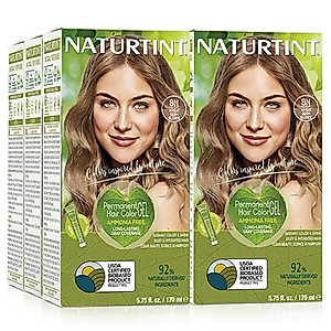 Naturtint Permanent Hair Color 8N Wheat Germ Blonde (Pack of 6), Ammonia Free, Vegan, Cruelty Free, up to 100% Gray Coverage, Long Lasting Results
