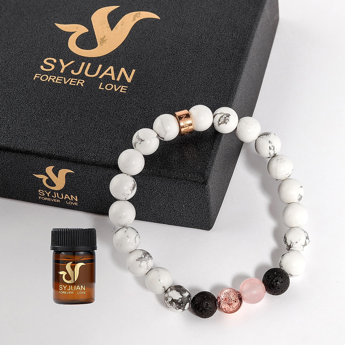 SYJUAN Aromatherapy Gifts for Women Lava Rock Beads Healing Crystal Bracelets Essential Oil Diffuser Beauty Birthday Gifts Ideas for Girlfriend Mom