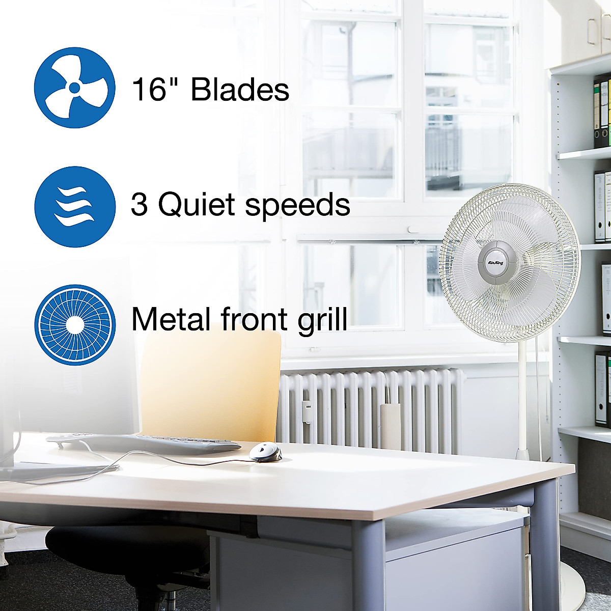 Air King 9126 16-Inch Adjustable Oscillating Pedestal Fan