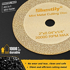 Sbestily Diamond Cutting Wheel 2 Inch Die Grinder Cut Off Wheel for Metal & Stainless Steel, Nuts, Bolts, Screws, Gypsum, Ceramic, Glass, PVC Pipe, Rotary Tool Drill Cutter Attachment