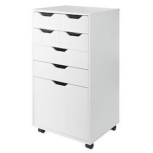 Winsome Halifax Bins & Drawers Multi-Storage Tall Mobile Cabinet, White