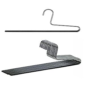 Mawa by Reston Lloyd Trouser Series Non-Slip Space-Saving Clothes Hanger with Single Rod for Pants, Style KH/1, Set of 10, Black