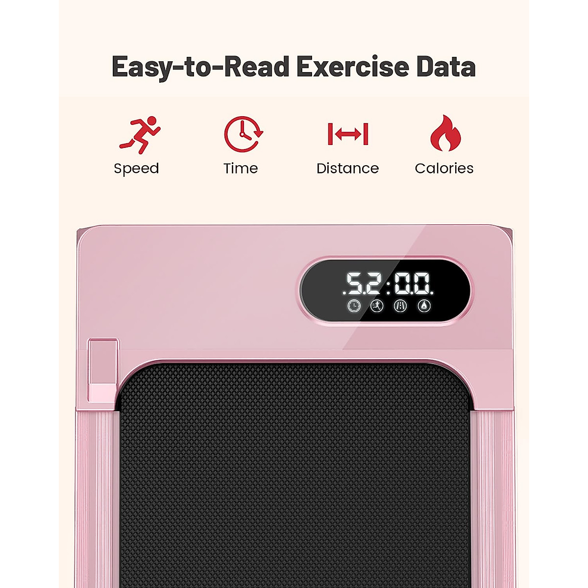 Walking Pad Treadmill, 5.0MPH Portable Under Desk Treadmills for Home Office, 3 in 1, No Assembly Required, Remote Control, 300 Lb Capacity (Pink)