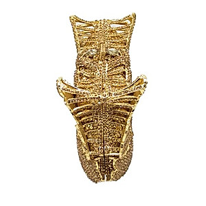 Boutique De FGG Women Swan Clutch Crystal Evening Bags Wedding Party Dinner Ladies Rhinestone Minaudiere Handbag (Small,Gold)