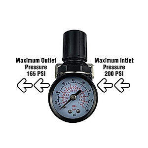 Primefit R1401G Mini Air Regulator with steel-Protected Gauge, 60-Scfm At 100-Psi, 1/4" Npt