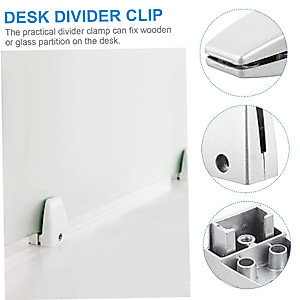 4Pcs glass clip clamps for desk screens desk divider clamp sneeze guard clamp desk divider brackets partition bracket desk panel aluminum alloy office protection support clip