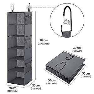 HAITRAL Hanging Closet Organizer - 6-Shelf Hanging Storage Shelves with 3 Side Pocket - Multi-Function Foldable Cube Wardrobe for Home, Dorm, Apartment