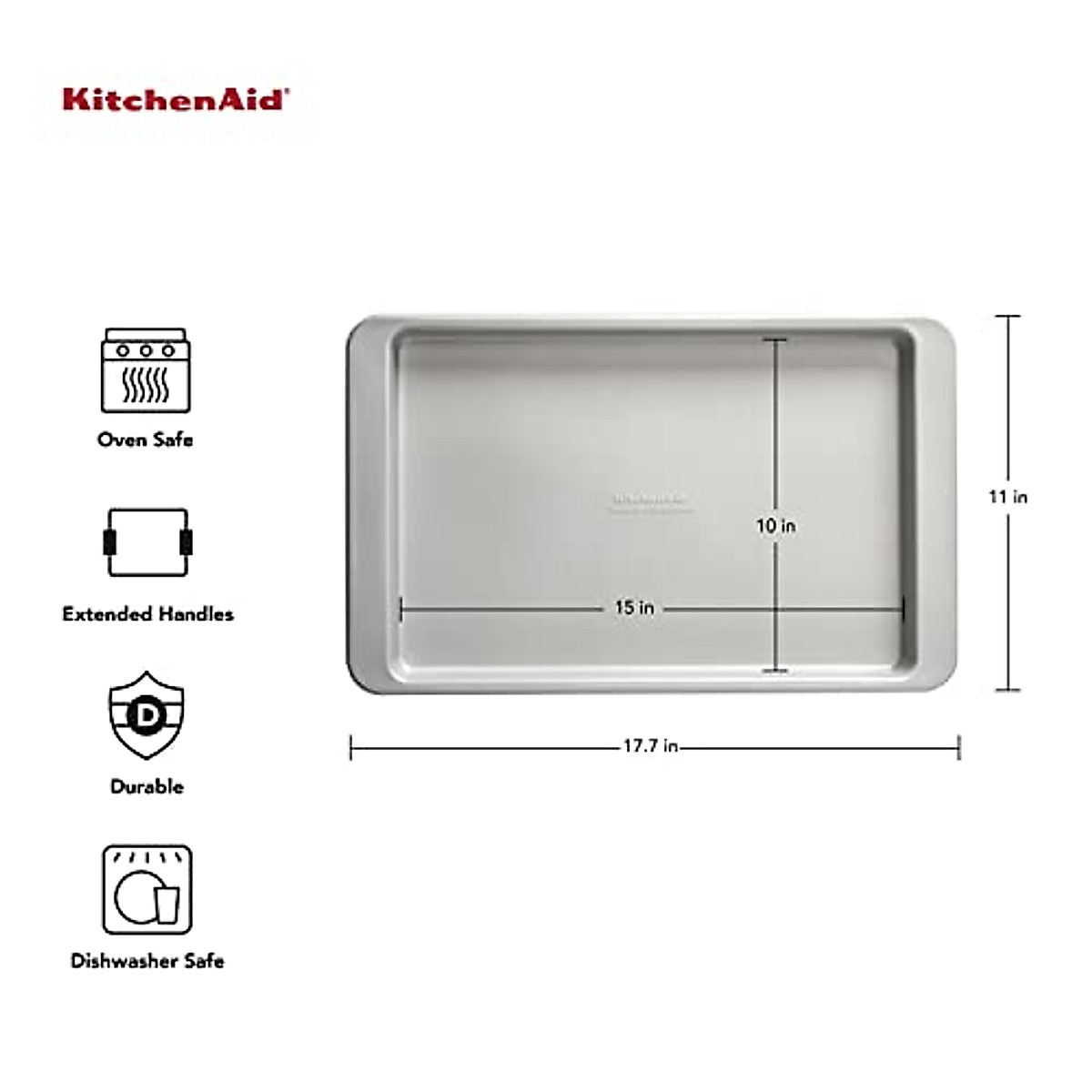 KitchenAid Nonstick Aluminized Steel Baking Sheet, 10x15-Inch, Silver