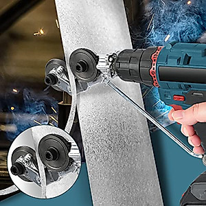Electric Drill Plate Cutter, New Electric Drill Shears Metal Plate Cutter, Safe and Durable Drill Attachment for Metal Cutting for Cutting Metal Plates Hard Materials(Electric Drill Not Included)